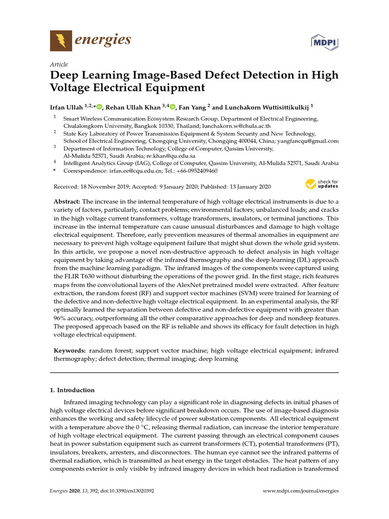 Deep Learning Image Based Defect Detection In High Voltage Electrical Equipment Pdf