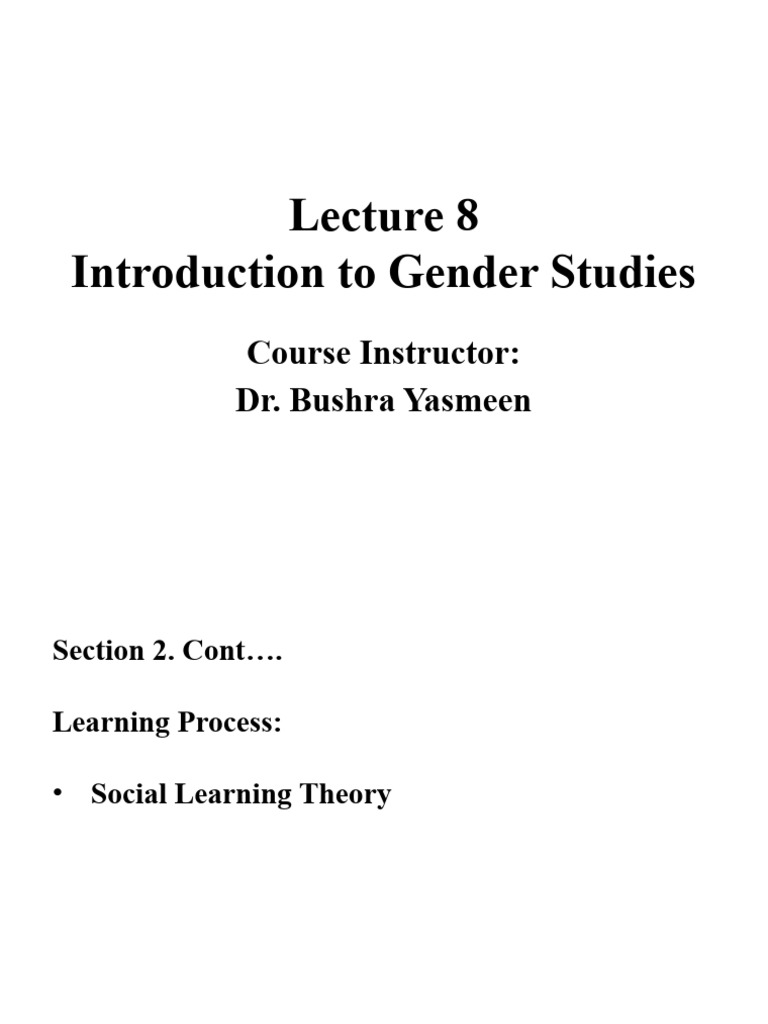 SOCI205 Lecture 8 Introduction To Gender Studies - 144832 | PDF ...