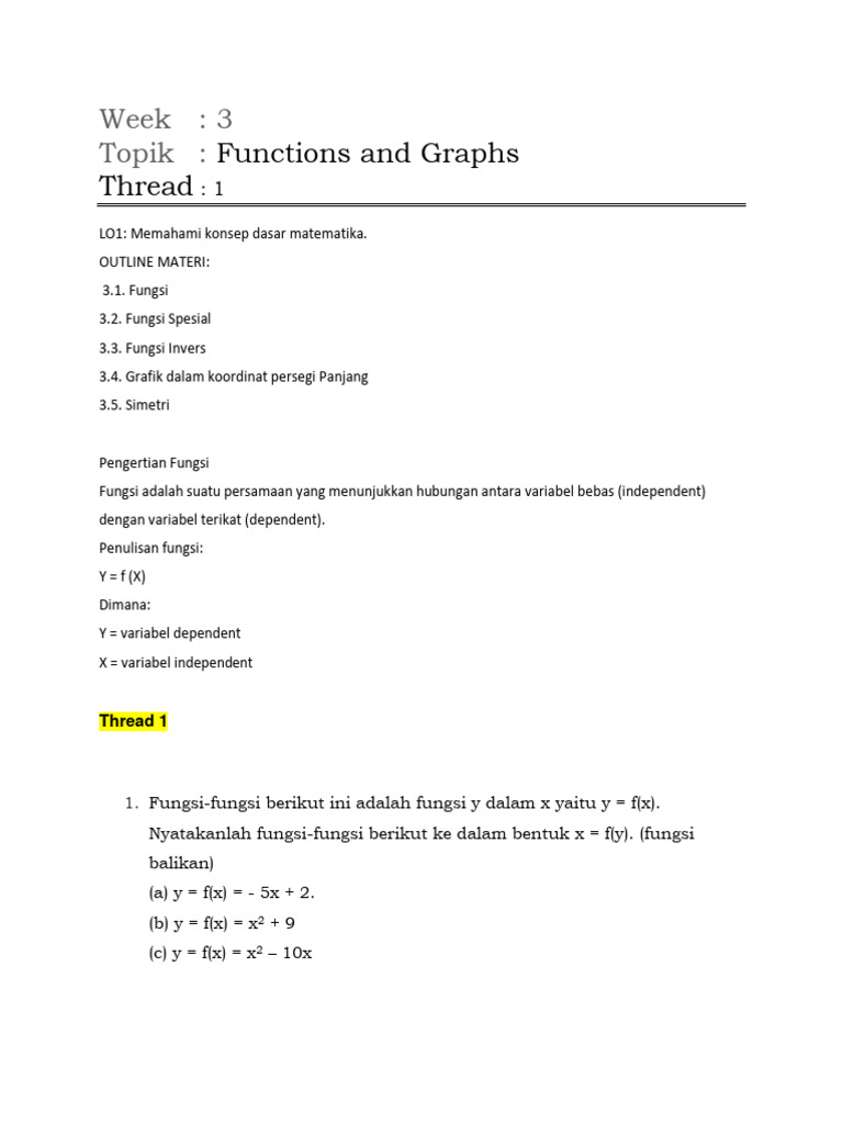 Fungsi dan Variabel dalam Matematika | PDF