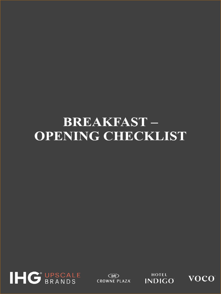 Breakfast Opening & Closing Checklist - Copy | PDF | Restaurants ...