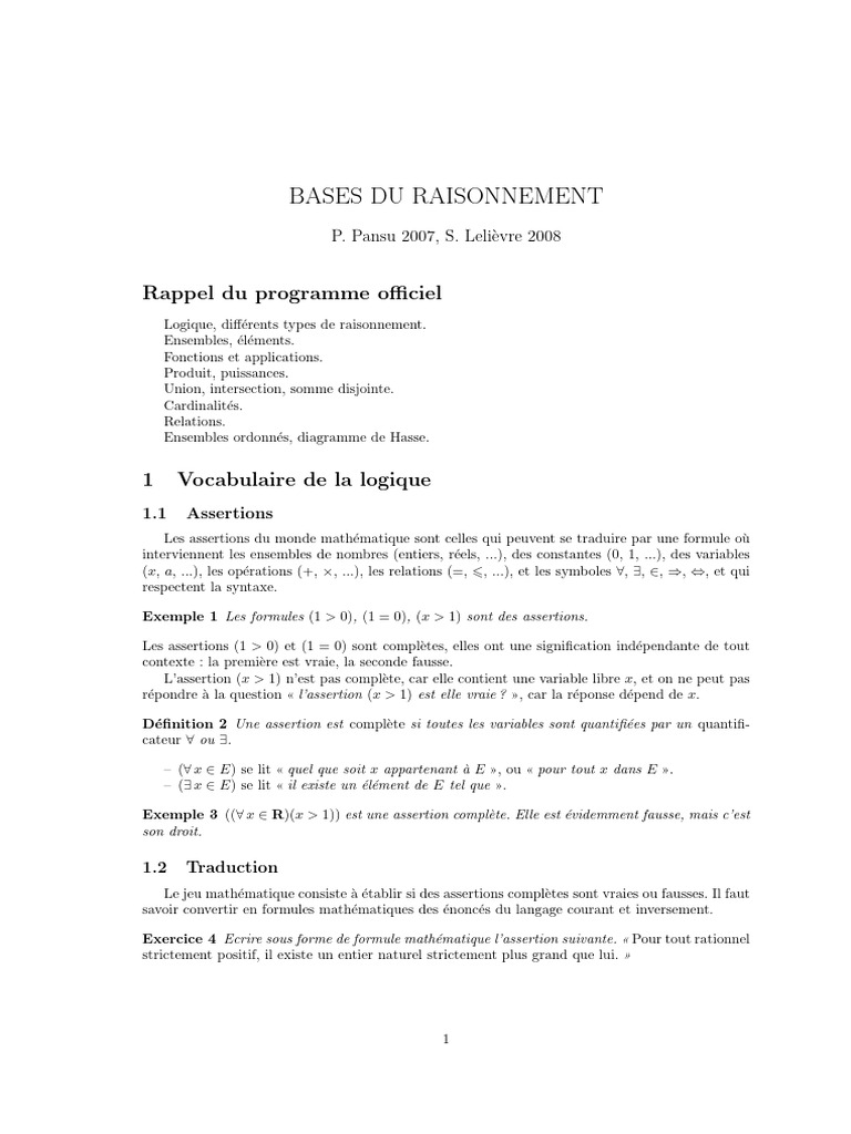 Bases du raisonnement mathématique | PDF | Logique mathématique ...