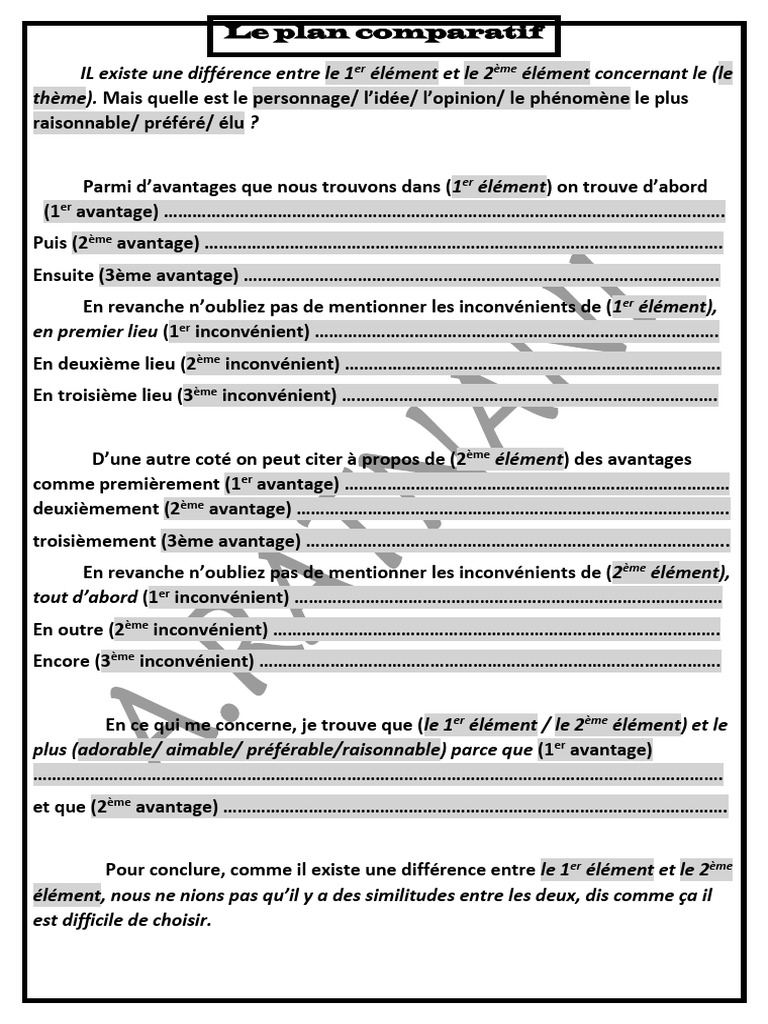 Plan Comparatif pour 1er Bac | PDF | Technologie et ingénierie