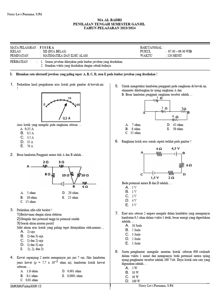 UTS KELAS XII (Fis) | PDF
