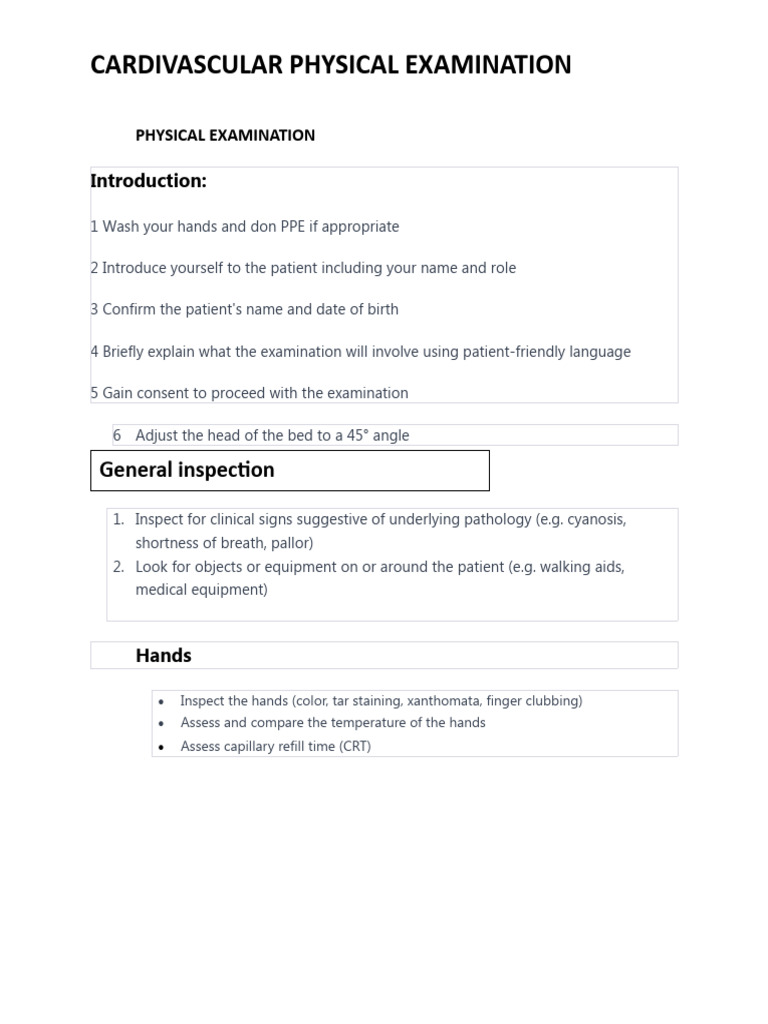 Physical Examination of Cardivascular A | Download Free PDF | Pulse ...