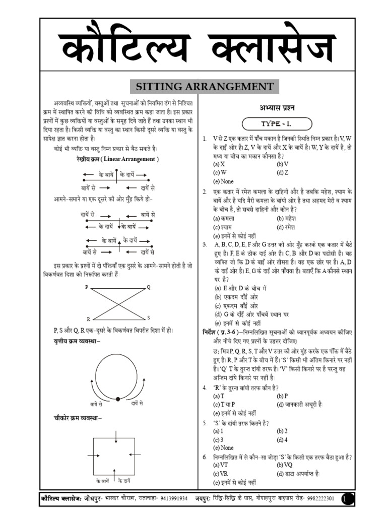 Sitting Arrangement: Type - I | PDF