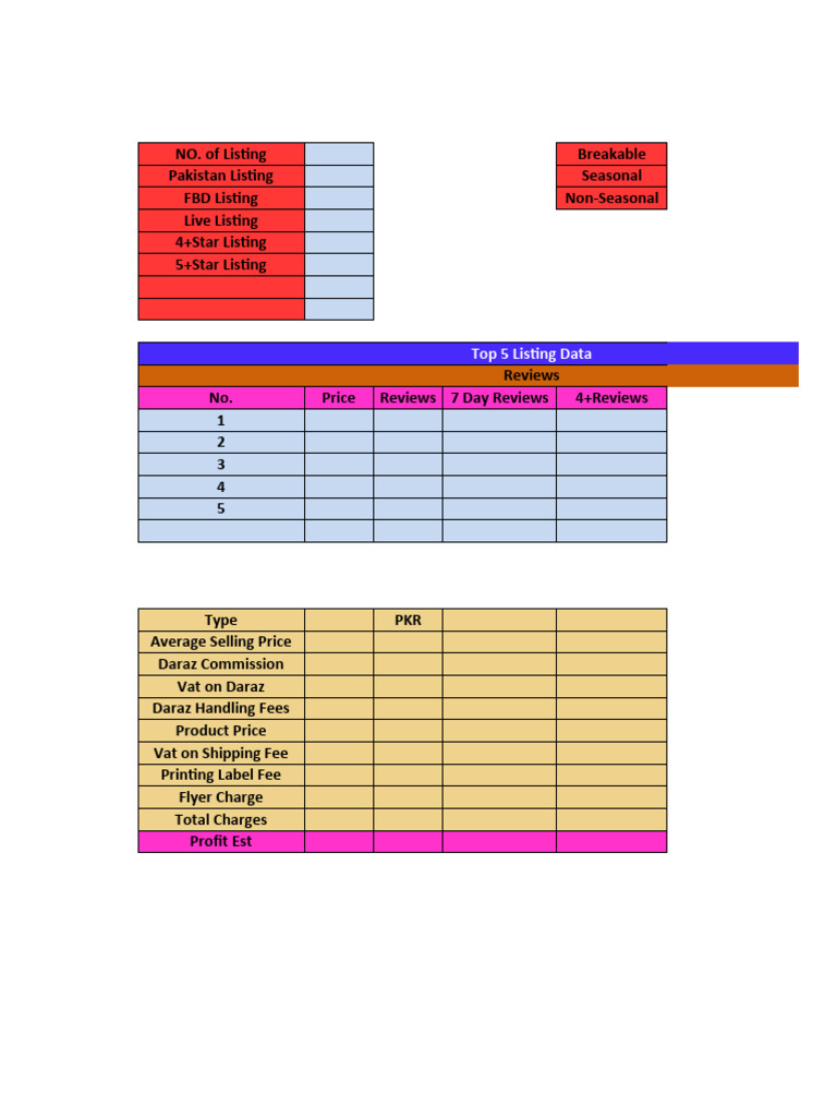 Daraz Hunting Sheet | PDF