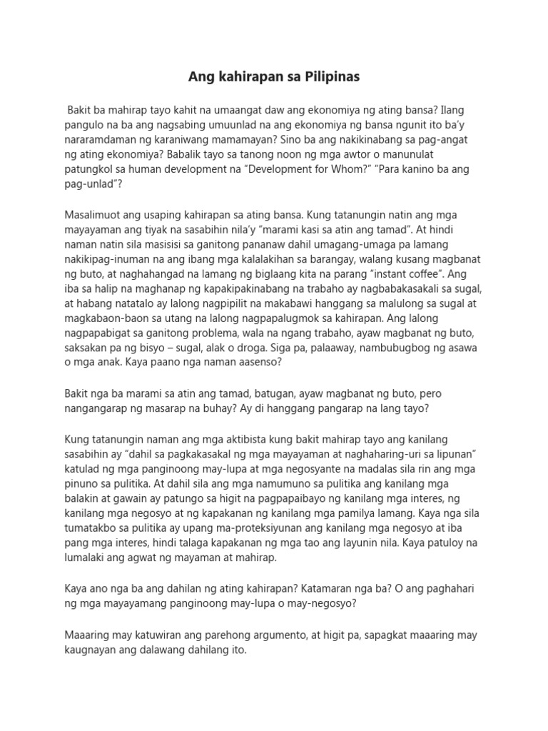 Ang Kahirapan Sa Pilipinas | PDF Ang Kahirapan Sa Pilipinas | PDF
