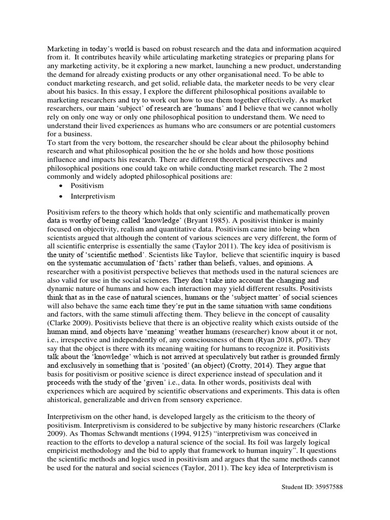 Positivism Vs Interpretivism Pdf Positivism Qualitative Research
