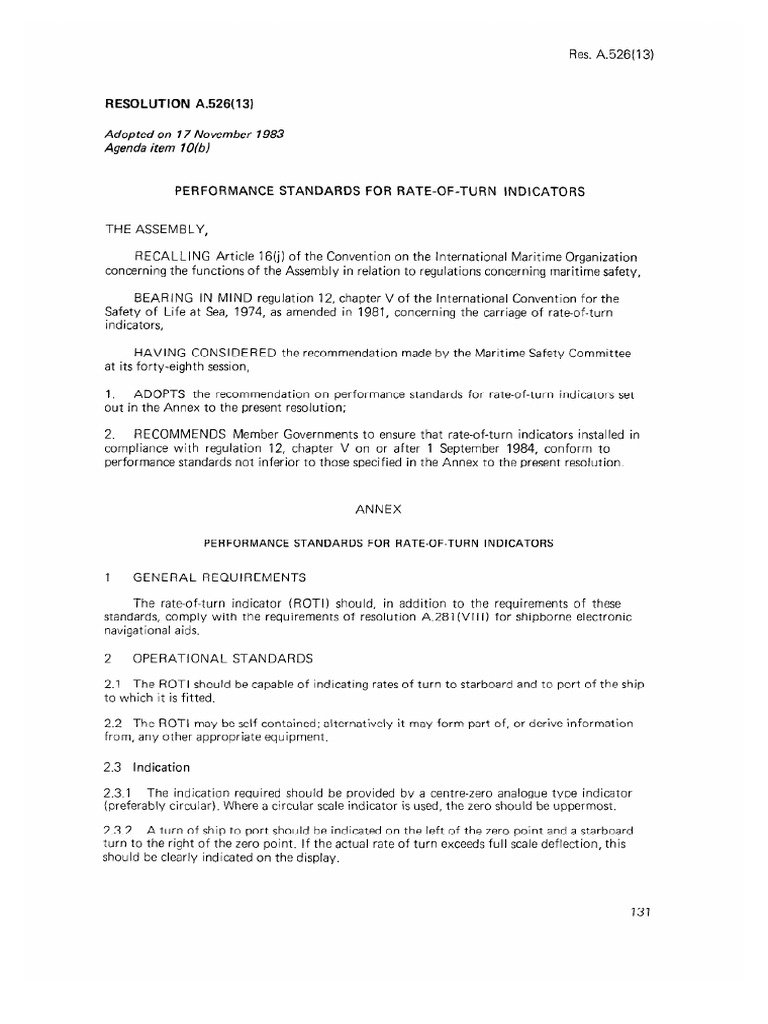 IMO Res.A.526 (13) Rate of Turn | PDF