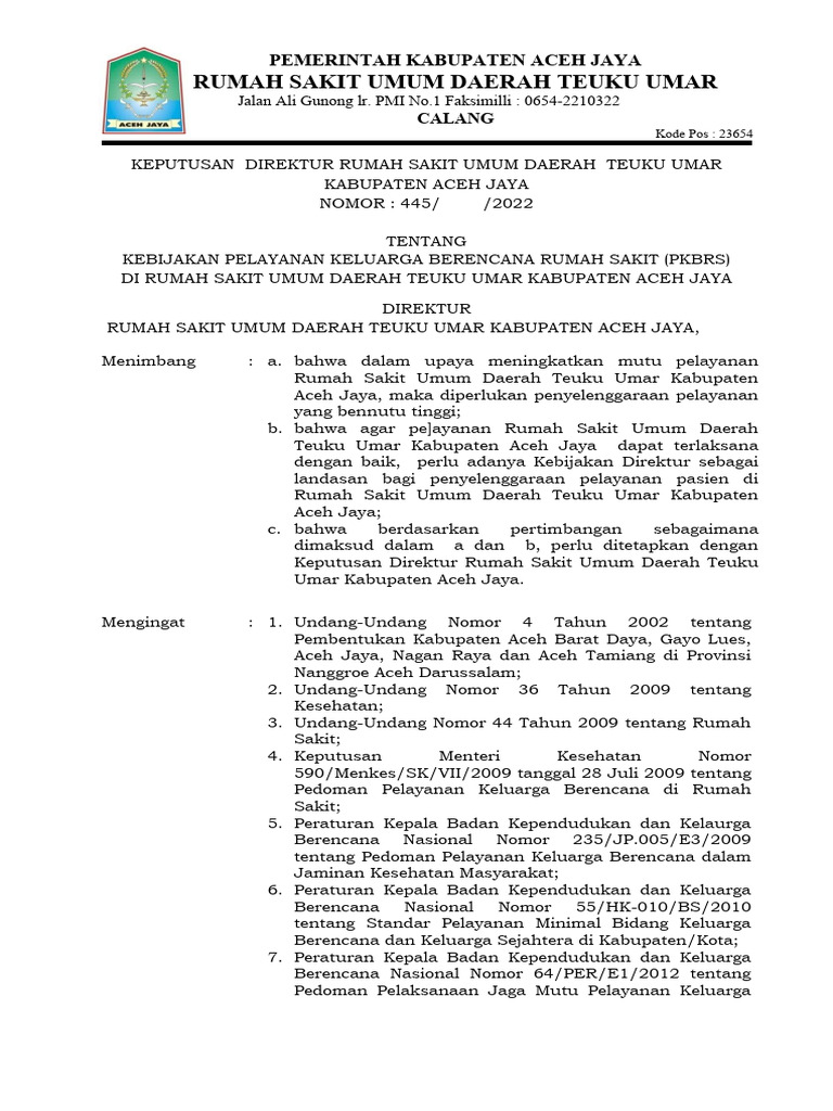 Perdir Pelaksanaan PKBRS | PDF