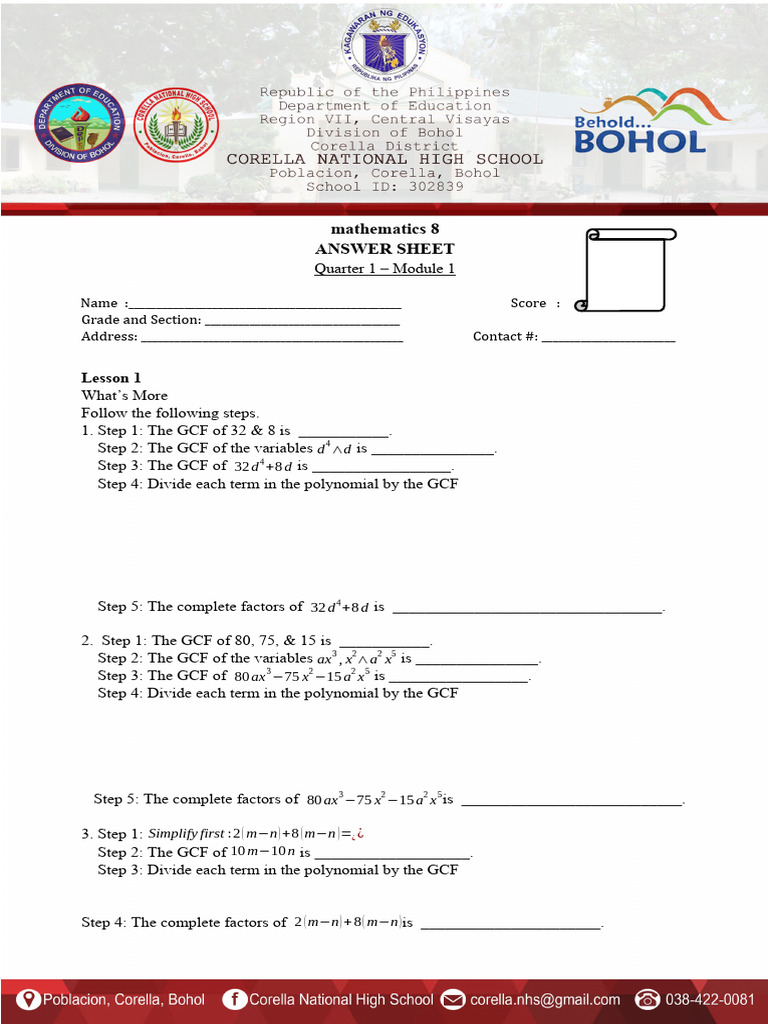 Summative Test Week 5-8 - 061337 | PDF | Mathematics | Algebra