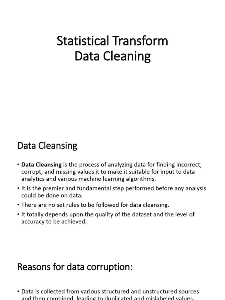 Statistical Transform Data Cleaning | PDF | Support Vector Machine | Statistics