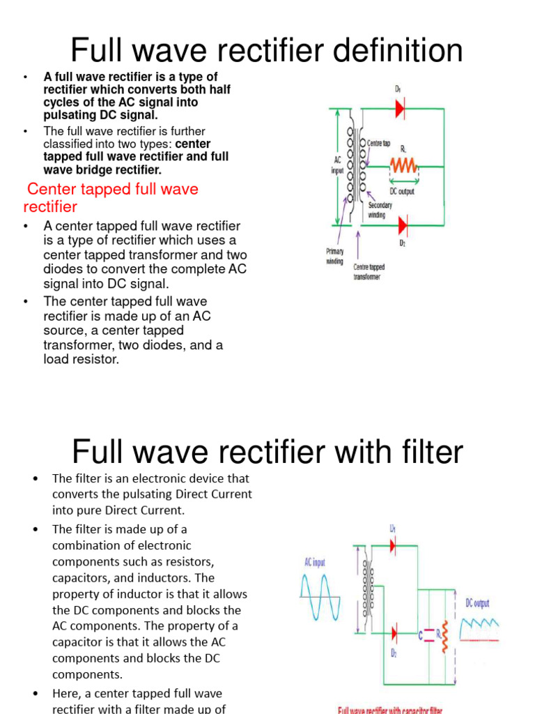 Full Wave Rectifier Explained: Types & Filters | PDF