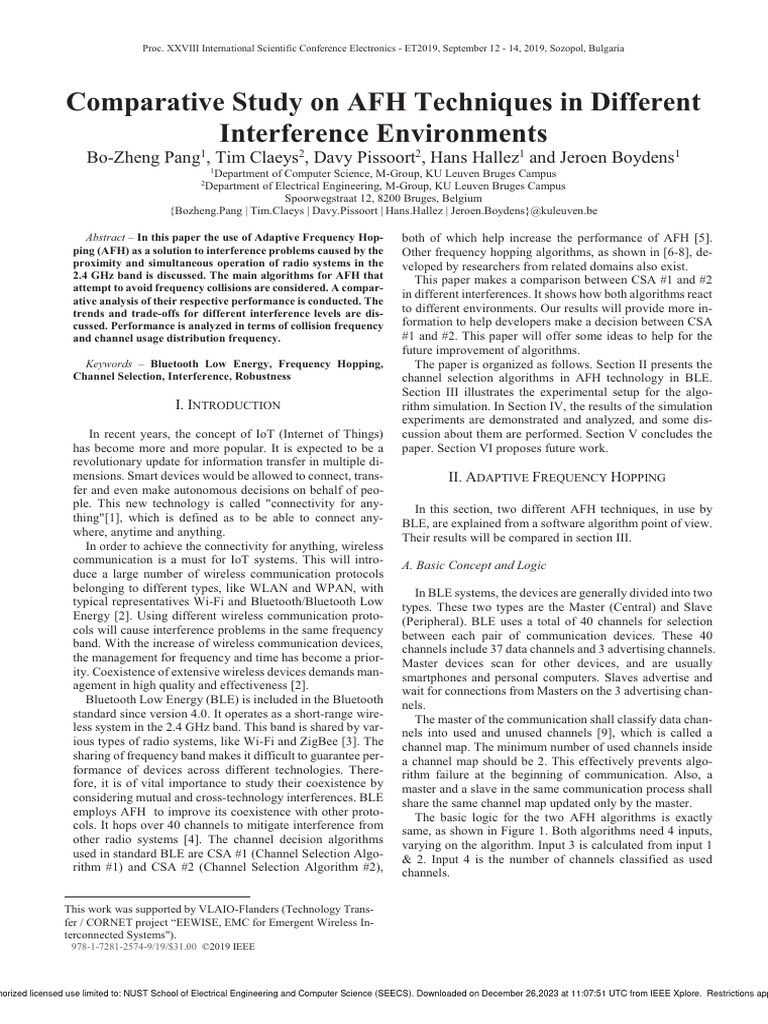 2019-Comparative Study On AFH Techniques in Different Interference Environments | Download Free ...
