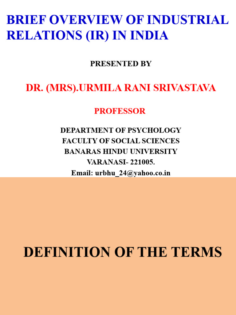 Urs Unit-1 Lec-2 Ir in India Edited Taught 2023 | PDF | Cost Of Living | Labour Law