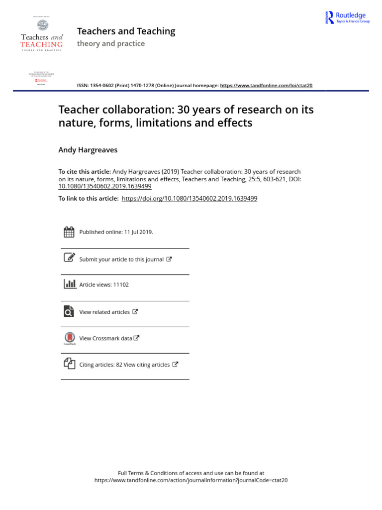 Teacher Collaboration 30 Years of Research On Its Nature Forms ...