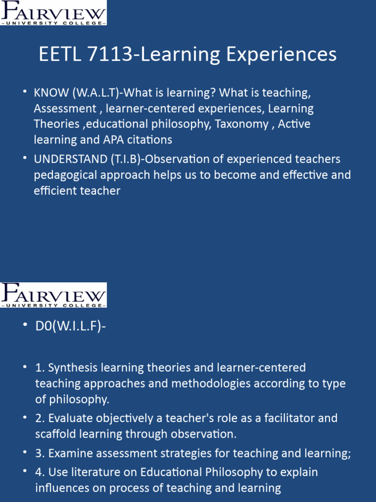 EETL 7113: Self-Directed Learning Insights | PDF | Learning | Learning ...