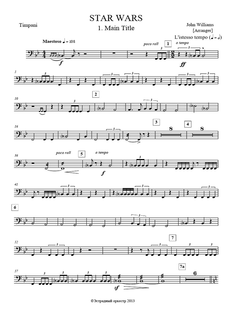 Star Wars Timpani Pdf Musicology Performing Arts