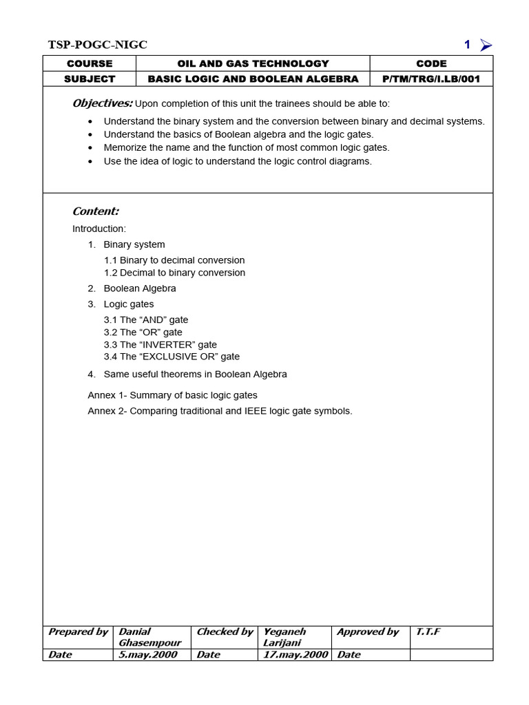 Basic Logic and Boolean Algebra | PDF