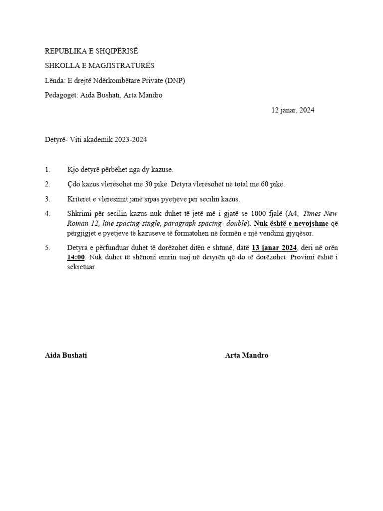 Detyra DNP 2024 | PDF