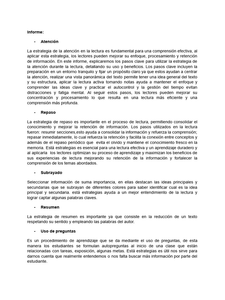 Informe De Lectura Pdf Neurociencia Sicología 9519