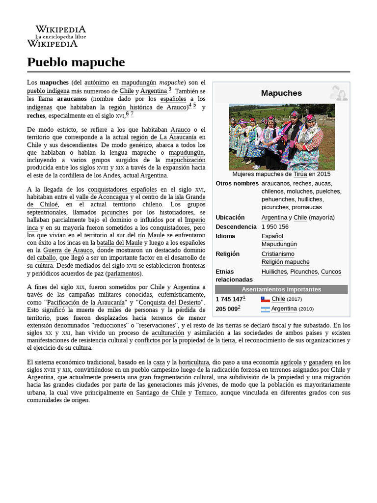Pueblo Mapuche | PDF | Pueblos Indígenas de las Américas | Chile