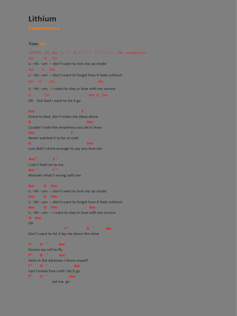 Evanescence - Lithium | PDF