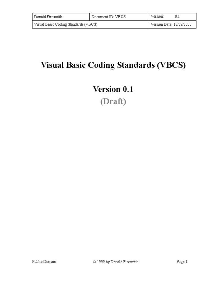 Visual Basic Coding Standards Pdf Variable Computer Science Subroutine 