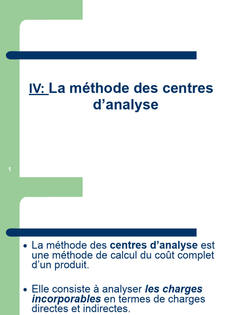 Méthode des centres d'analyse en gestion | PDF