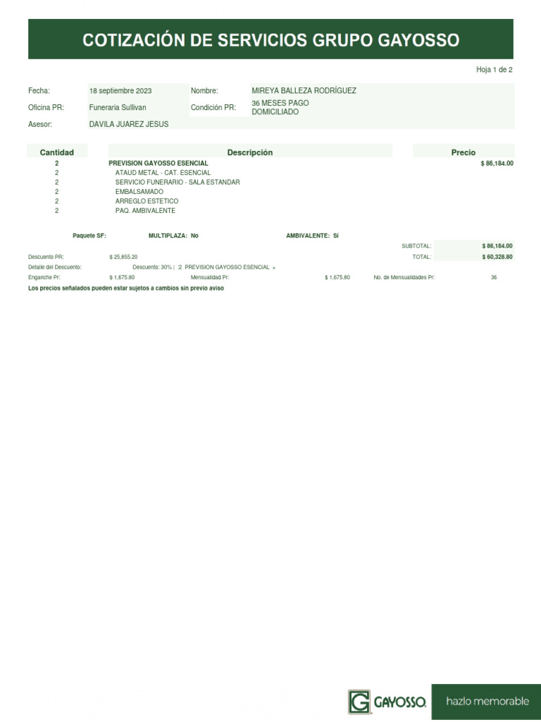 Mireya Balleza Rodríguez d036 | PDF | Cremación | Casa funeraria