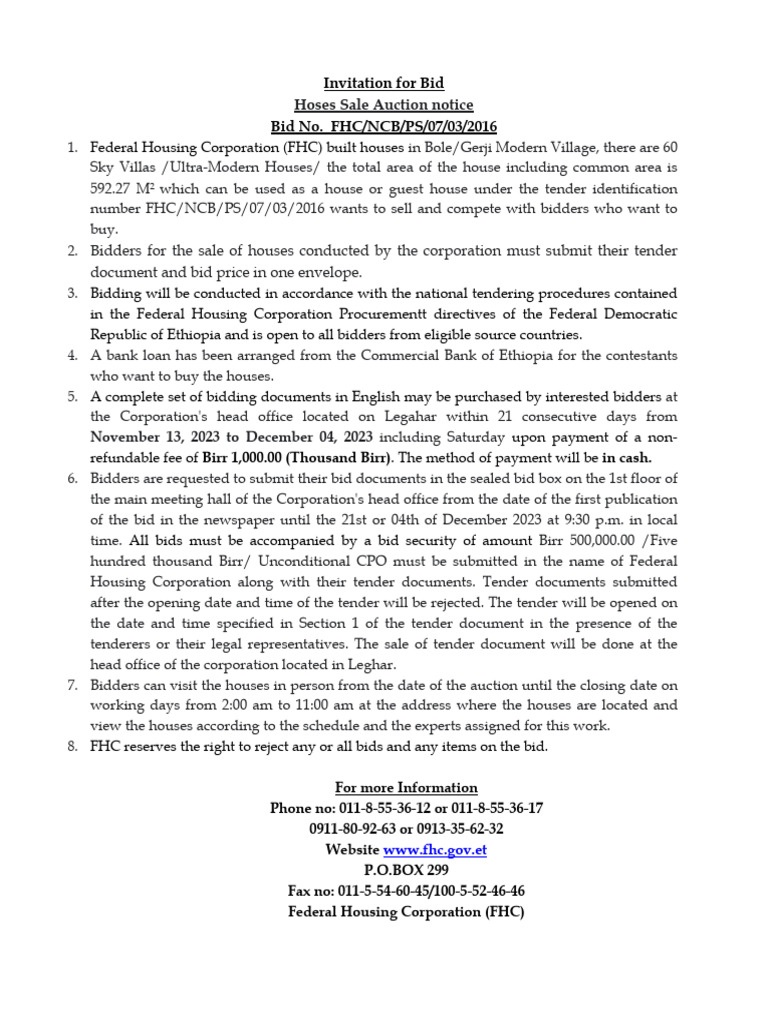 Invitation of BId | PDF | Auction | Business