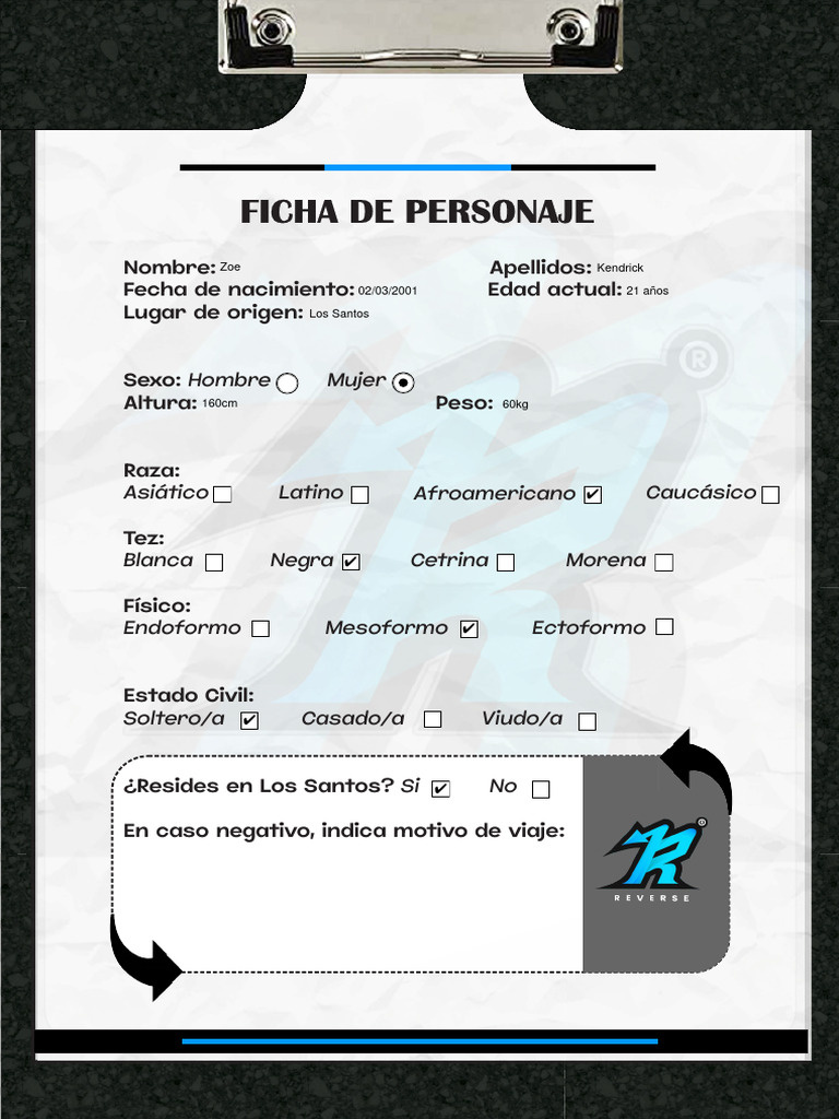 Ficha Reverse Zoe | PDF