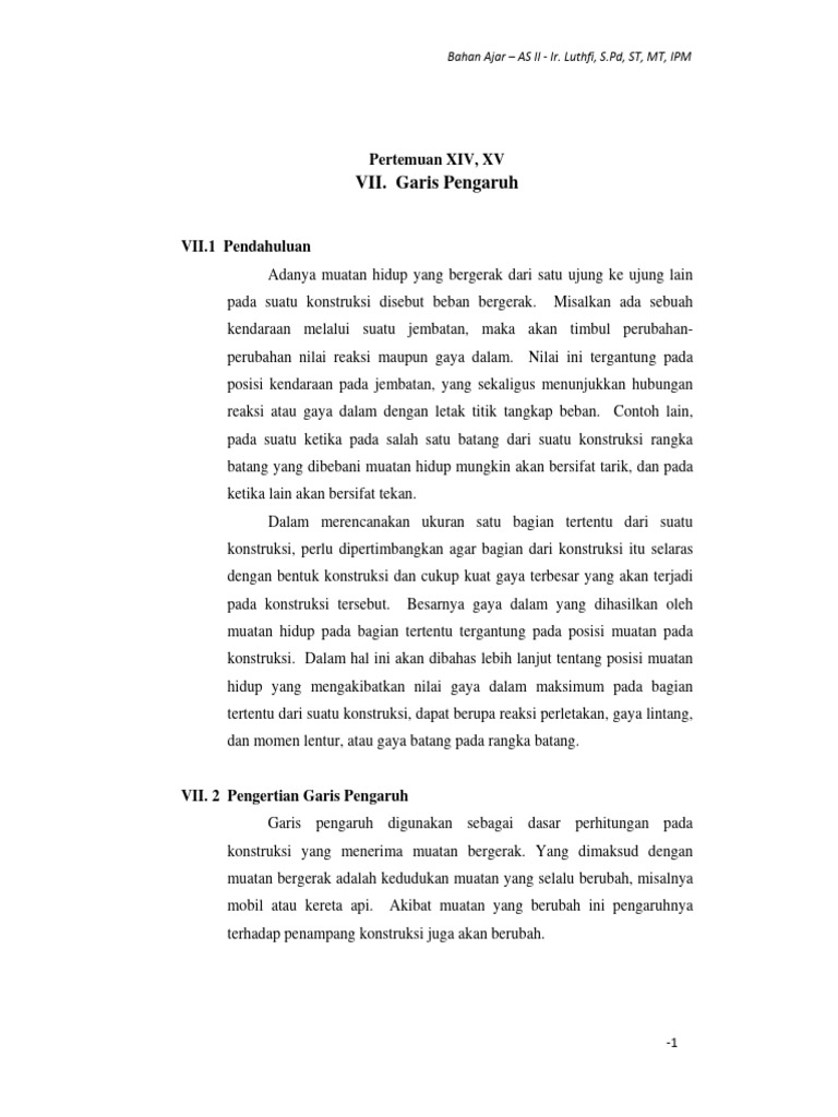 Garis Pengaruh dalam Konstruksi Teknik | PDF