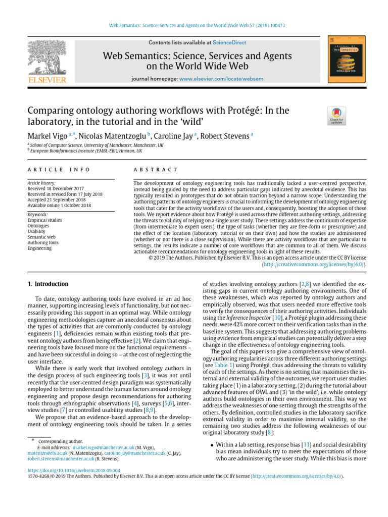 Comparing Ontology Authoring Workflows With Prot G In T 2019 Journal Of