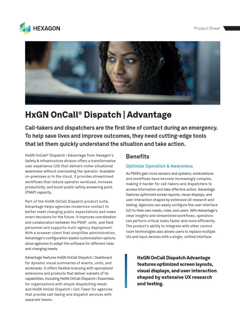 OnCall Dispatch Advantage ProductSheet | PDF | User Interface | Computer Engineering