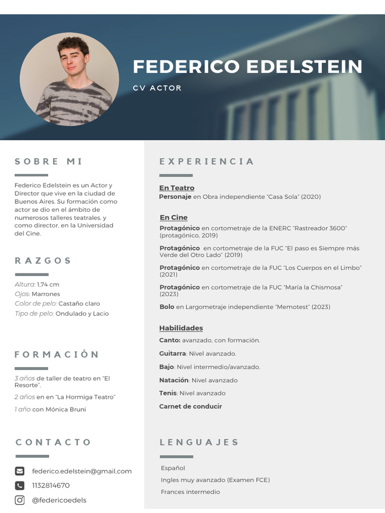 CV Actor Federico Edelstein | PDF
