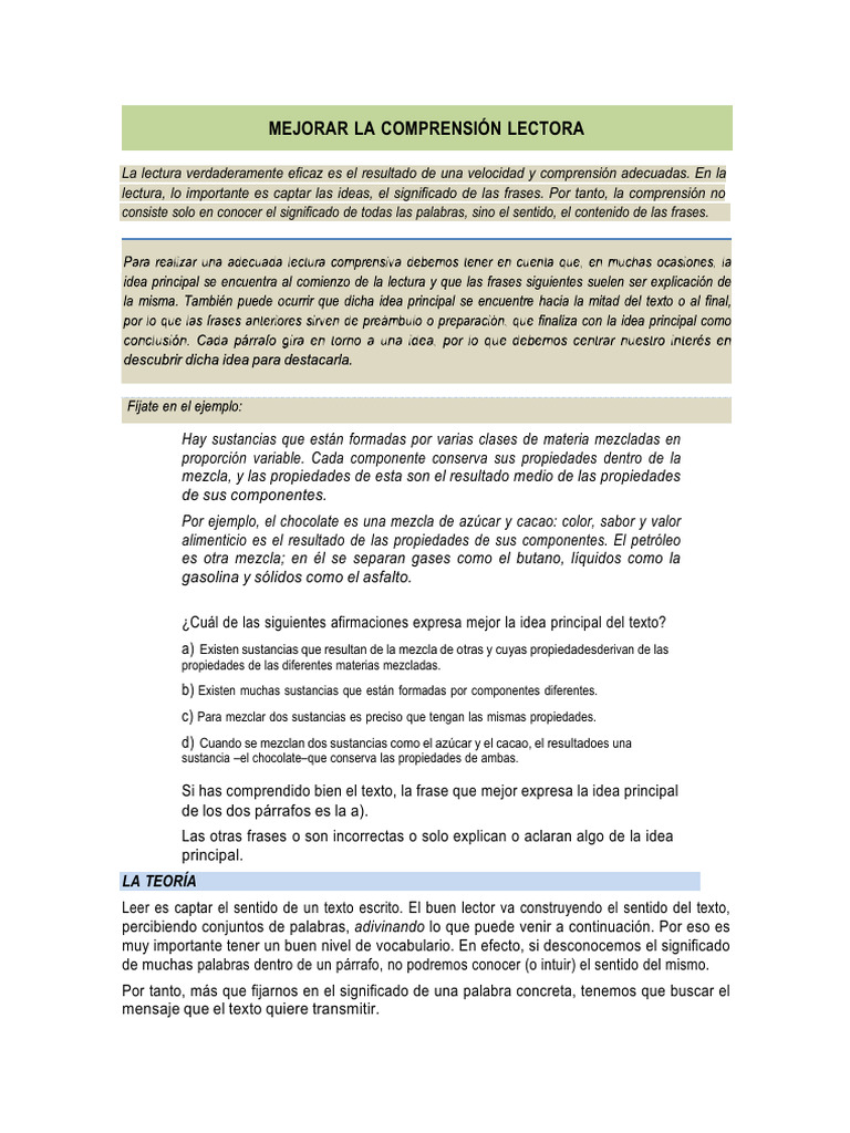 Mejorar La Comprension Lectora | PDF | Migración humana | Comprensión ...