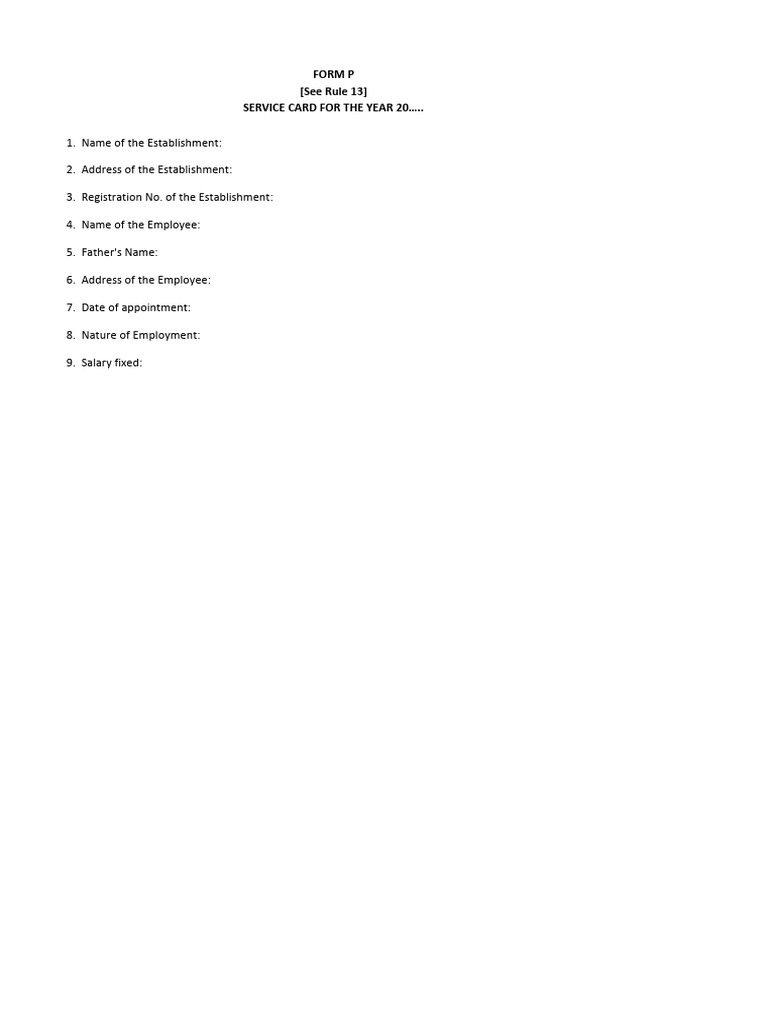 Service Card Form for Employees | PDF | Law