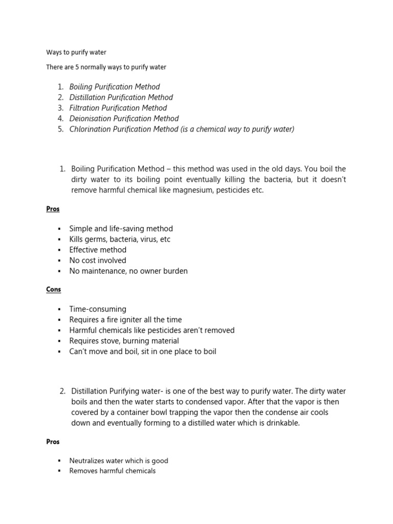 Ways To Purify Water | PDF | Water Purification | Water