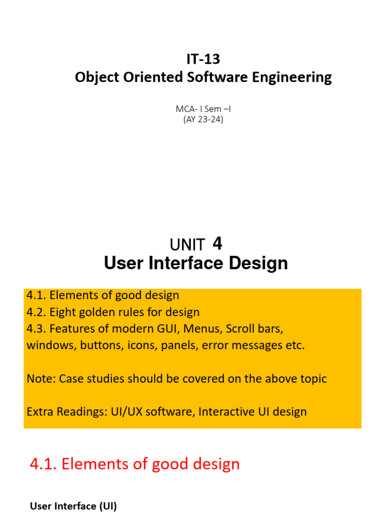OOSE UNIT 4 UI Design | PDF | Graphical User Interfaces | Window (Computing)