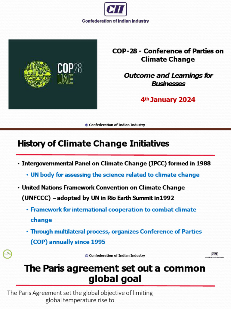 COP28 Outcome & Learnings - 04.01.2024 - CII | PDF | Climate Change ...