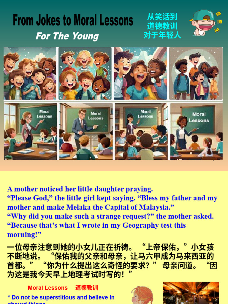 From Jokes To Moral Lessons For The Young (Eng. & Chi.) | PDF