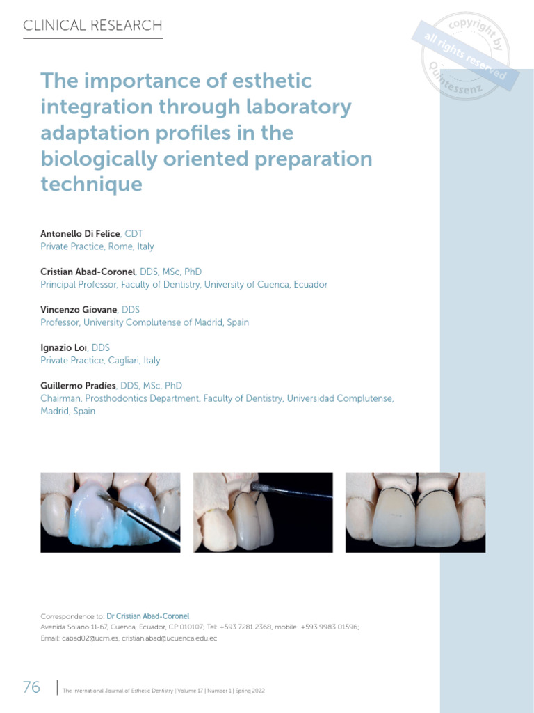 The Importance of Esthetic Integration Through Laboratory Adaptation ...
