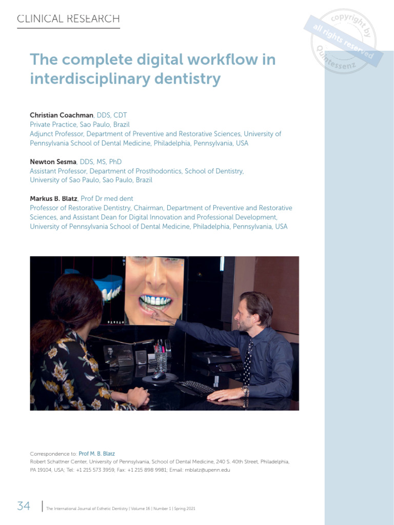 Complete Digital Workflow in Dentistry | PDF | Dentistry | Simulation