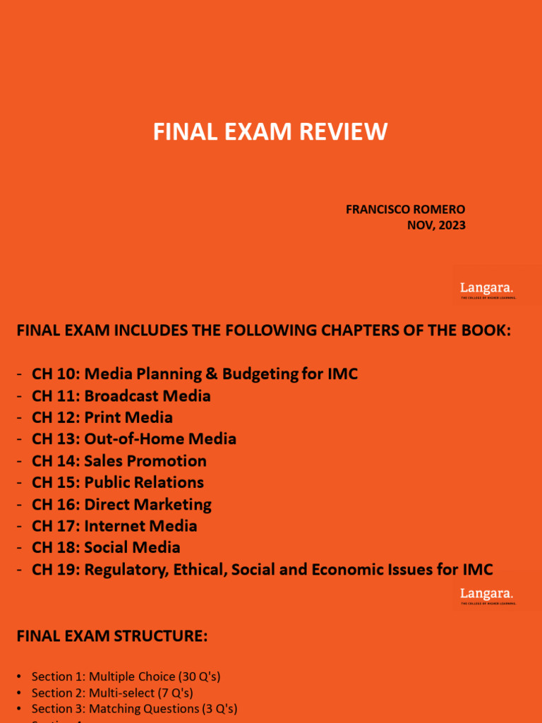 IMC - Final Exam Review | PDF | Direct Marketing | Advertising IMC - Final Exam Review | PDF | Direct Marketing | Advertising
