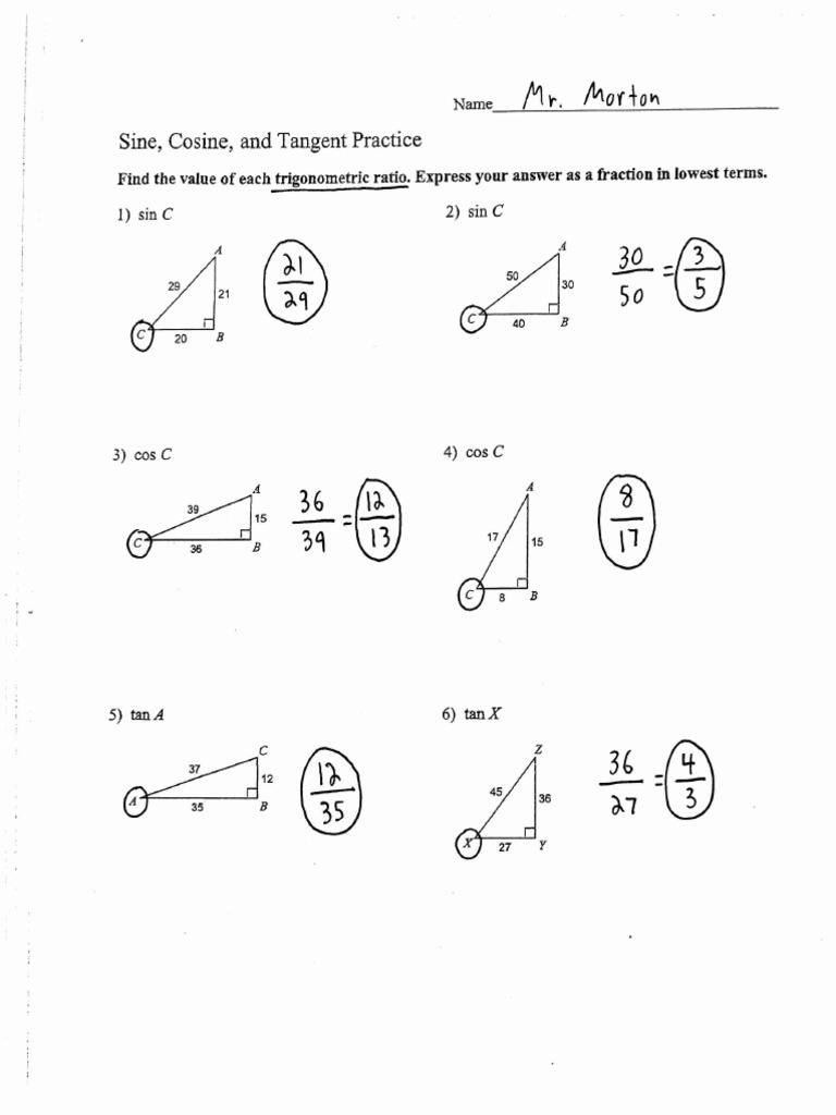 Trigonometric Ratios Worksheet Answers Trigonometry Codebreaker