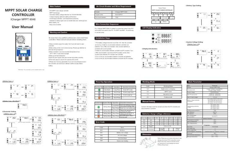 Icharger MPPT 6048 Manual | PDF | Battery Charger | Power (Physics)