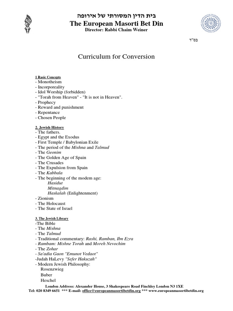 Conversion Curriculum Logo | PDF | Jewish Prayer | Jewish Religious ...