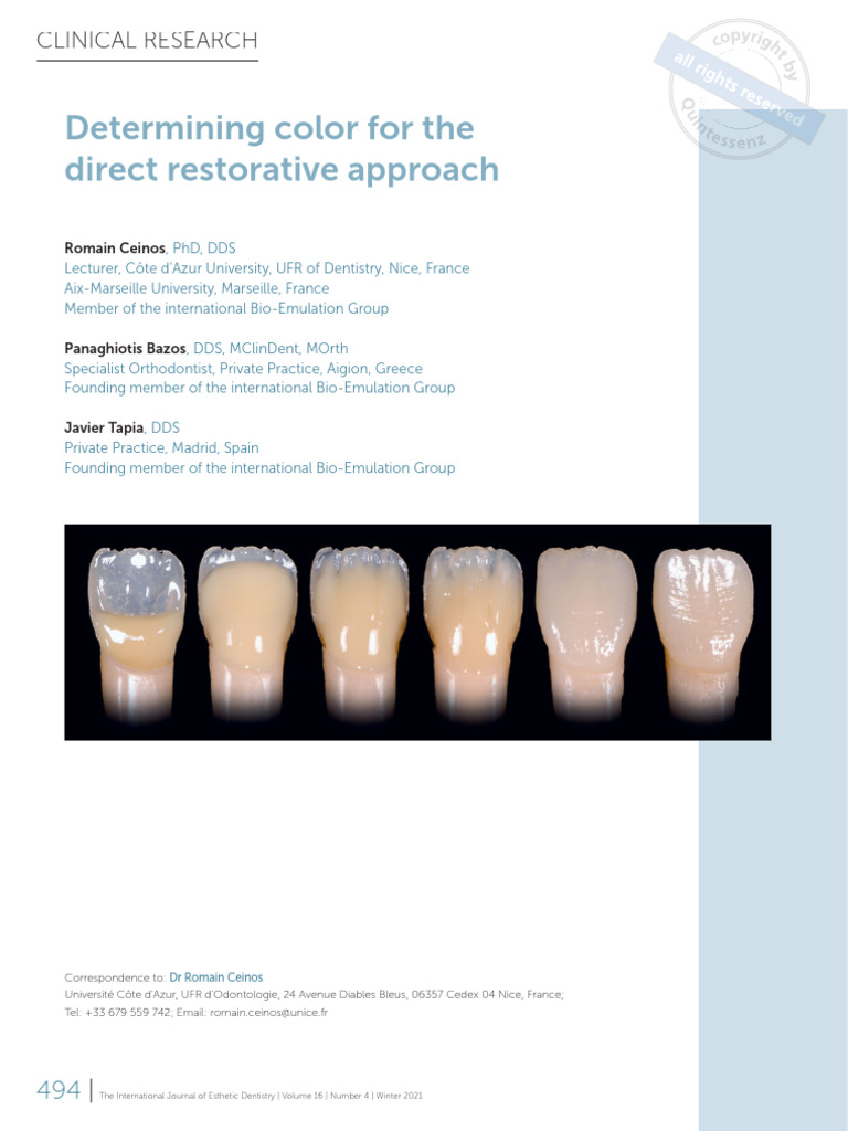 Color Matching in Composite Dentistry | PDF | Tooth Enamel | Color