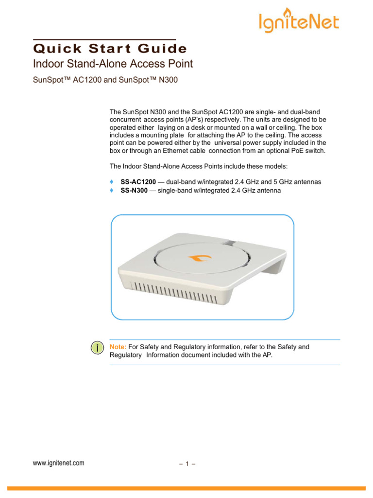 SunSpot Quick Start Guide | PDF | Wireless Access Point | Manufactured Goods